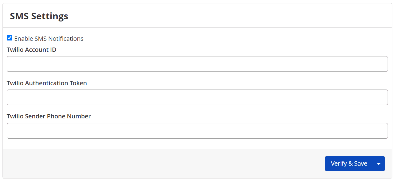 SMS Settings | Invicti