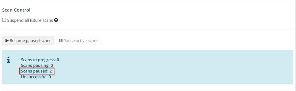 Suspending, pausing, and resuming scans | Invicti