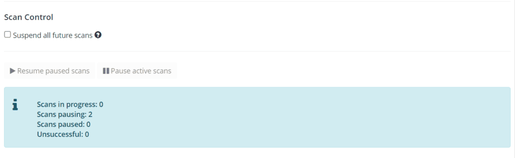 Suspending, pausing, and resuming scans | Invicti