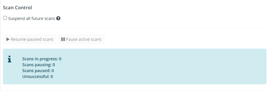 Suspending, pausing, and resuming scans | Invicti