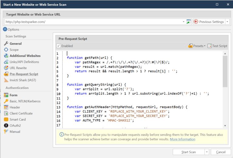 Pre-Request Scripts | Invicti