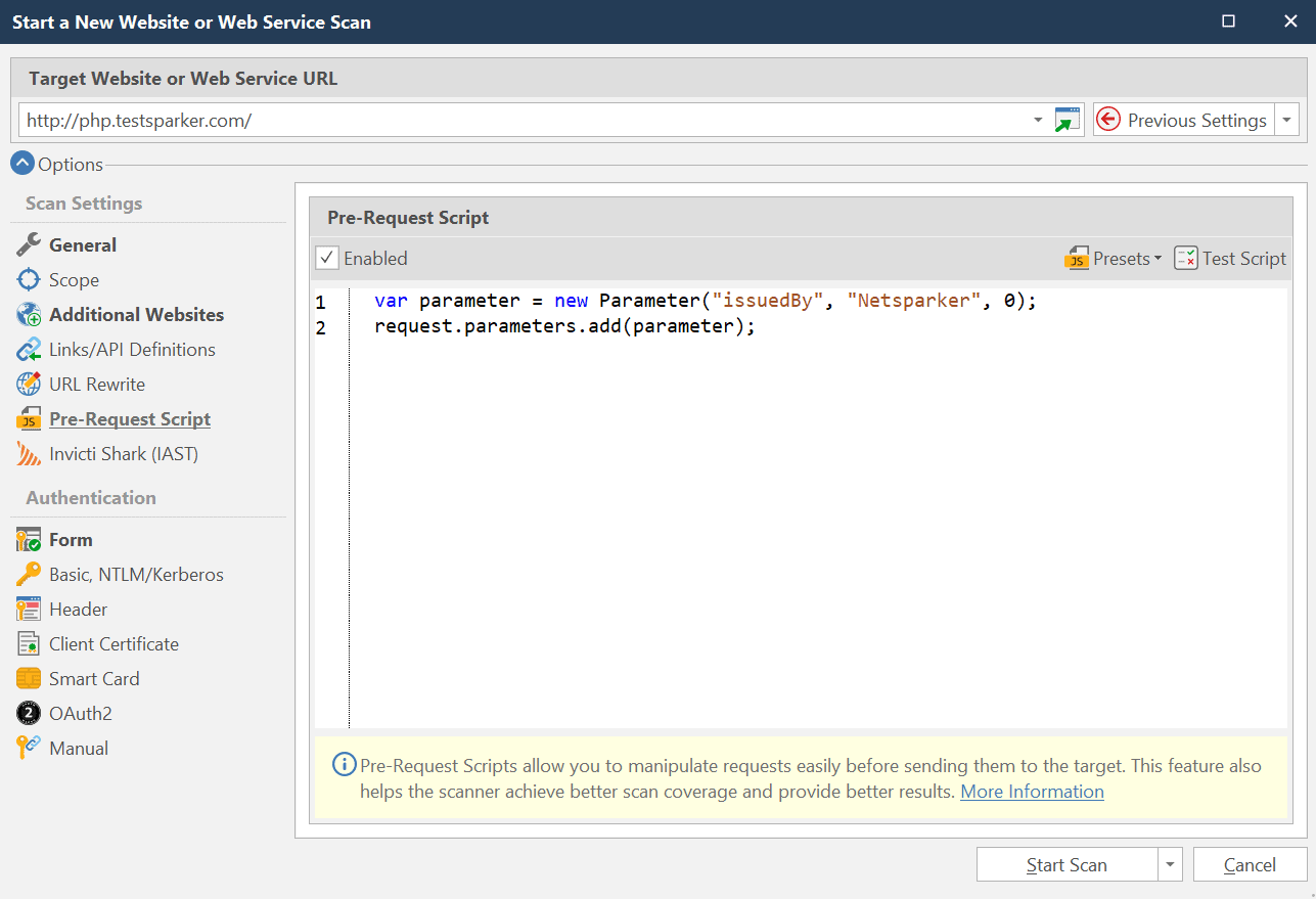 Pre-Request Scripts | Invicti
