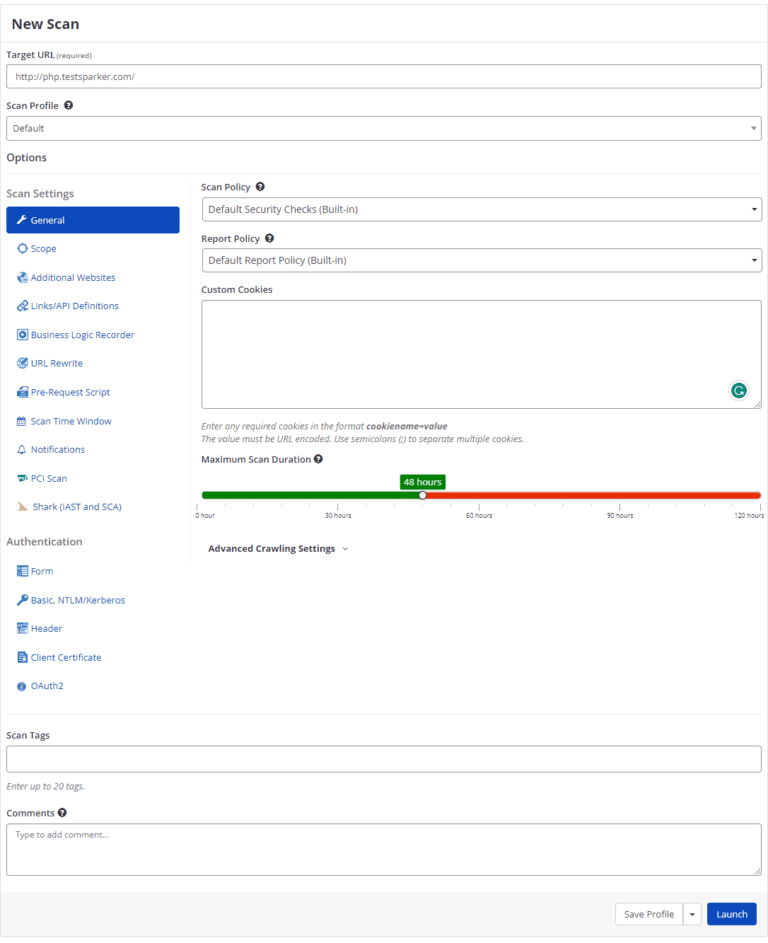 Creating a New Scan | Invicti