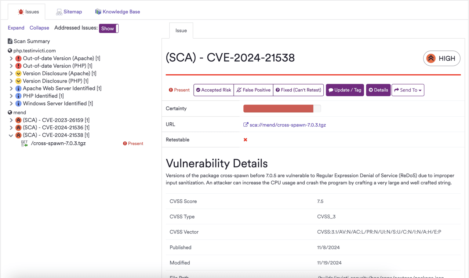 SCA (Software Composition Analysis) | Invicti